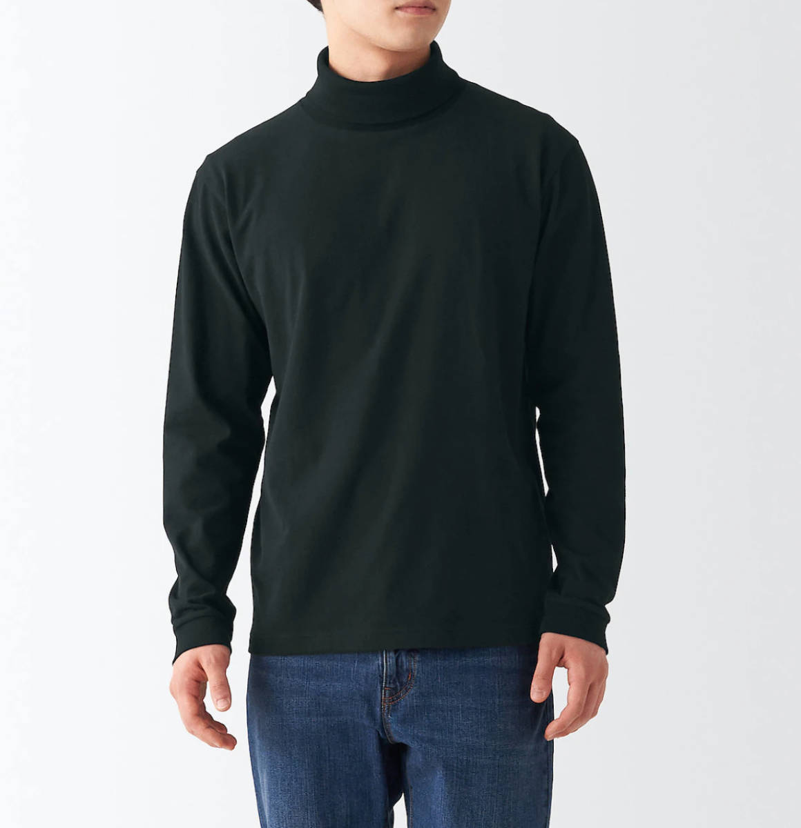 代購代標第一品牌－樂淘letao－ 美品 MUJI 無印良品 2022AW 起毛 タートルネック 長袖Tシャツ M 黒 紳士 オーガニックコットン 洗濯済み 匿名発送]