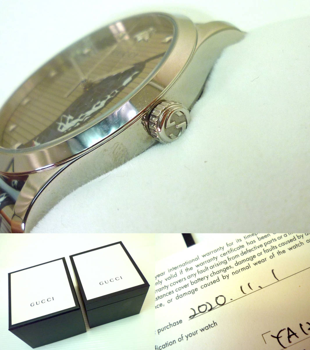 代購代標第一品牌－樂淘letao－GUCCI グッチ G-タイムレス 腕時計 ユニセックス キングスネーク シルバー ステンレスベルト 蛇 高級 正規品 元箱 可動品 定価18万以上