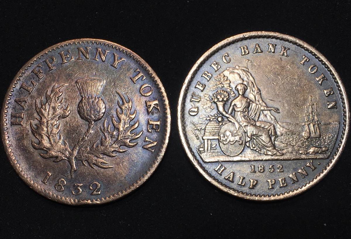 英領 カナダ ハーフペニー トークン 2枚セット 1832年 1852年 銅貨 極 本物保証 ノバスコシア(ヨーロッパ)｜売買されたオークション情報、yahooの商品情報をアーカイブ公開 ...