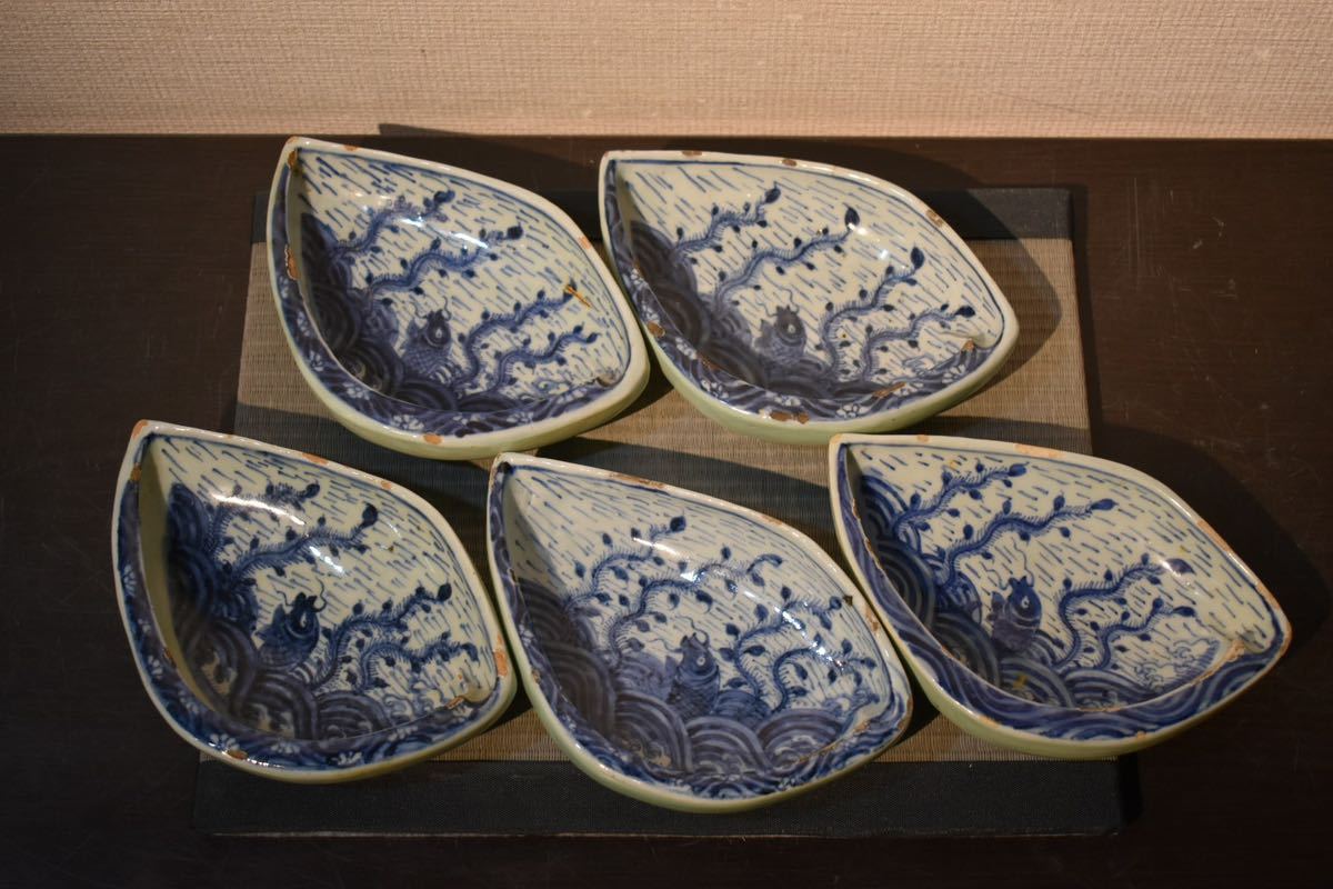 Yahoo!オークション - 【GE】E996【コレクター所蔵品】時代 古染付鮑皿...