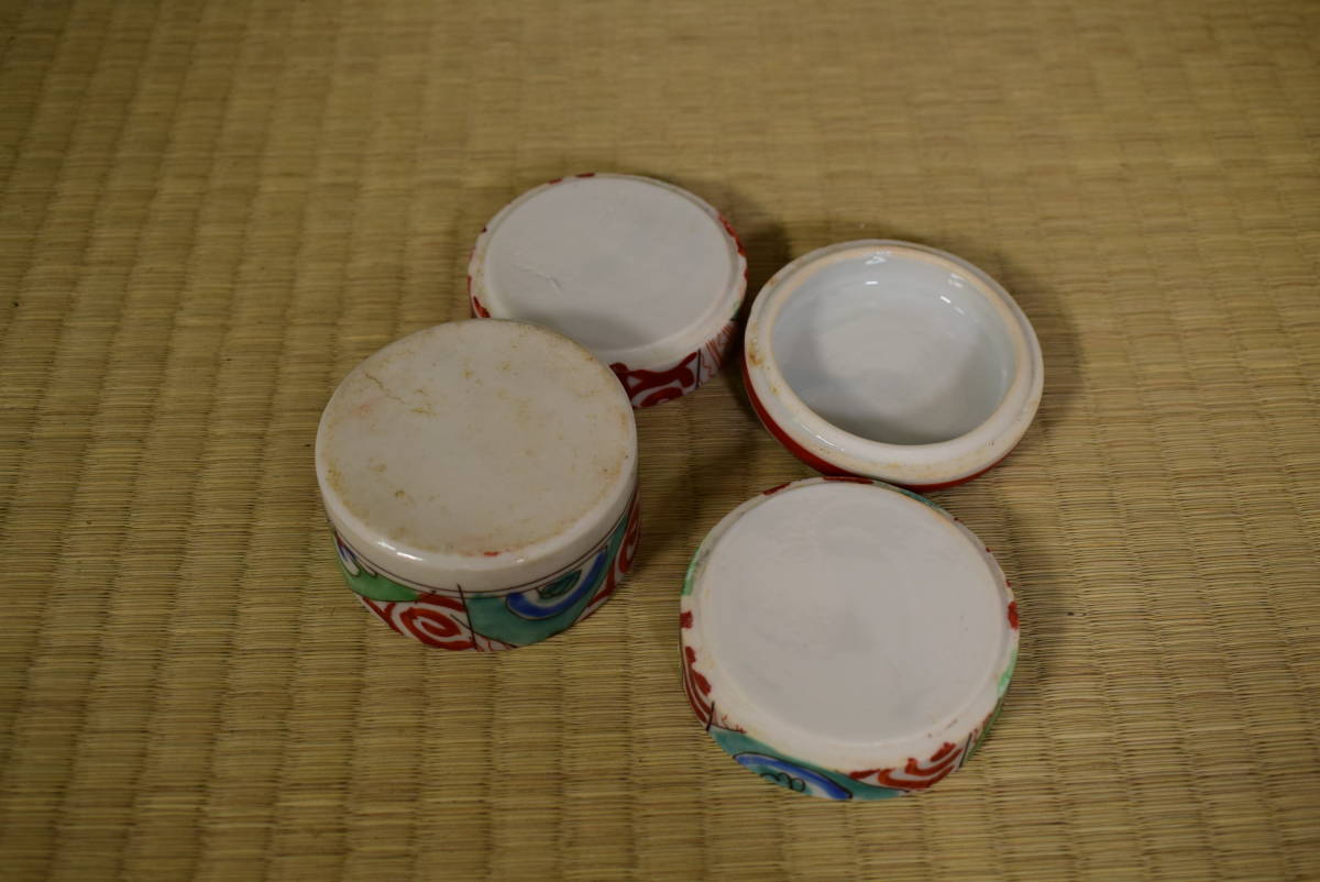 Yahoo!オークション - 【和】(6122) 時代古作 古伊万里 色絵三段重 化...