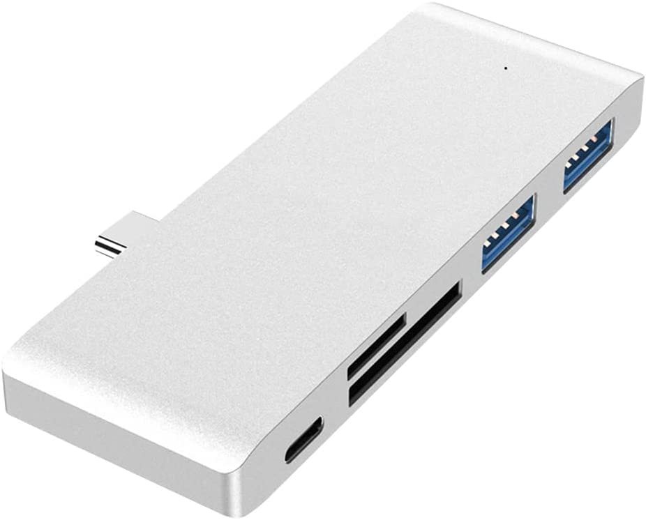 Glvaner 5in1 Type-c Hub Type-cポート 1/USB3.0 ポート 2/SD/MicroSDカードスロット 1 USB Type C ハブ シルバー(USBハブ ...