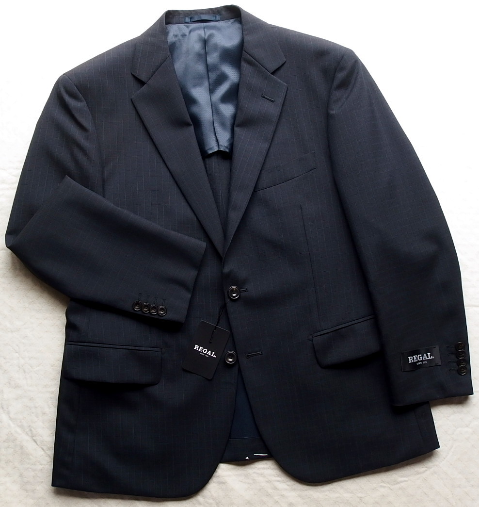 Yahoo!オークション - 新品 REGAL 春夏ウール2Bジャケット 黒/織柄グ...
