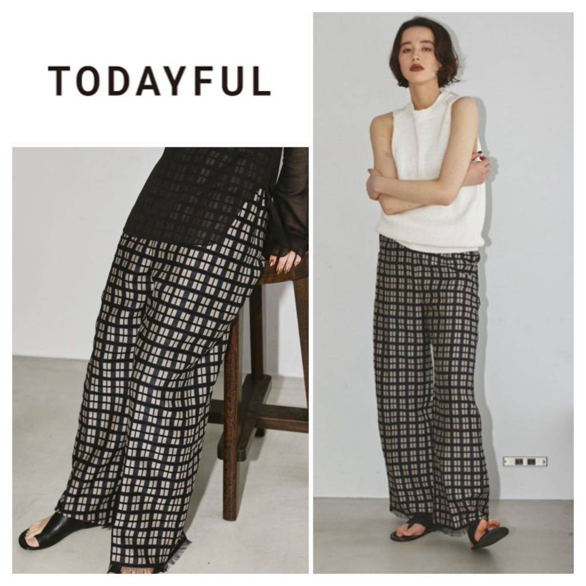 Yahoo!オークション - TODAYFUL ジオメトリックジャガードトラウザース...