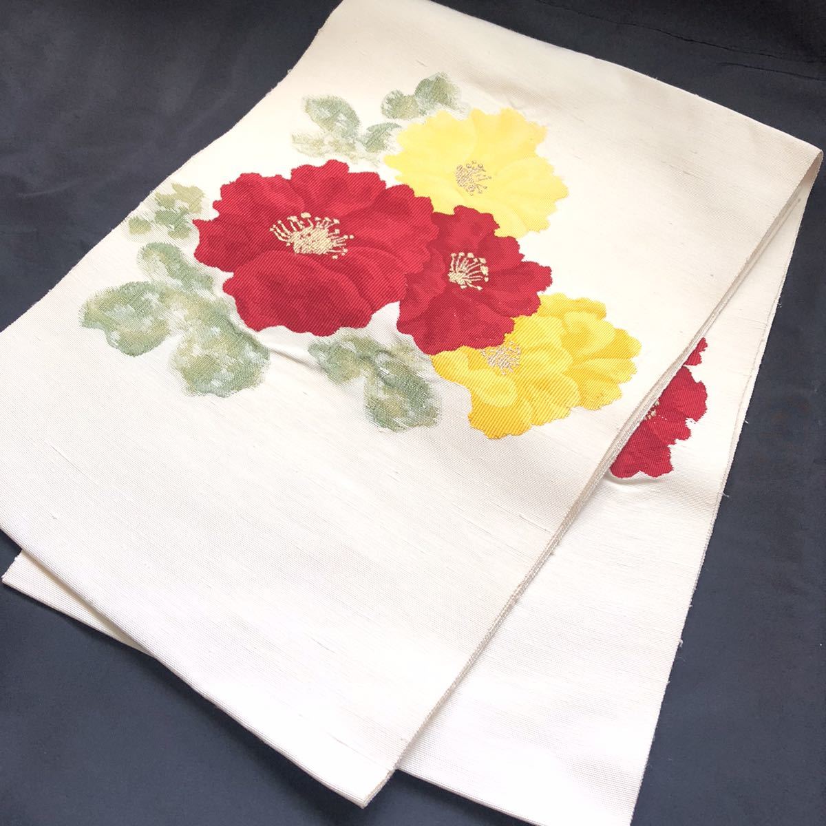 Yahoo!オークション - 【ルネートル】未使用 夏 帯 オフホワイト 花 長...