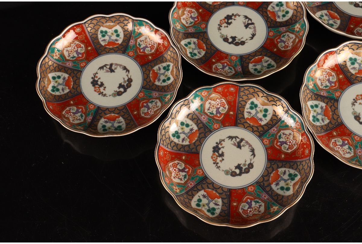 Yahoo!オークション - [URA]林九郎 作/献上錦松竹梅取皿揃5客/共箱/7-5...