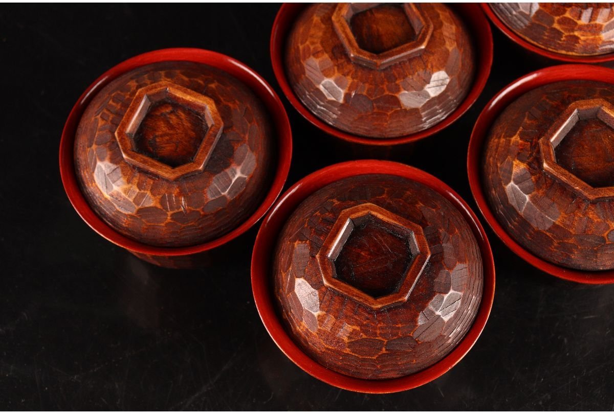 Yahoo!オークション - [URA]香川漆器/後藤塗吸物椀5客/7-5-132(検)骨董...