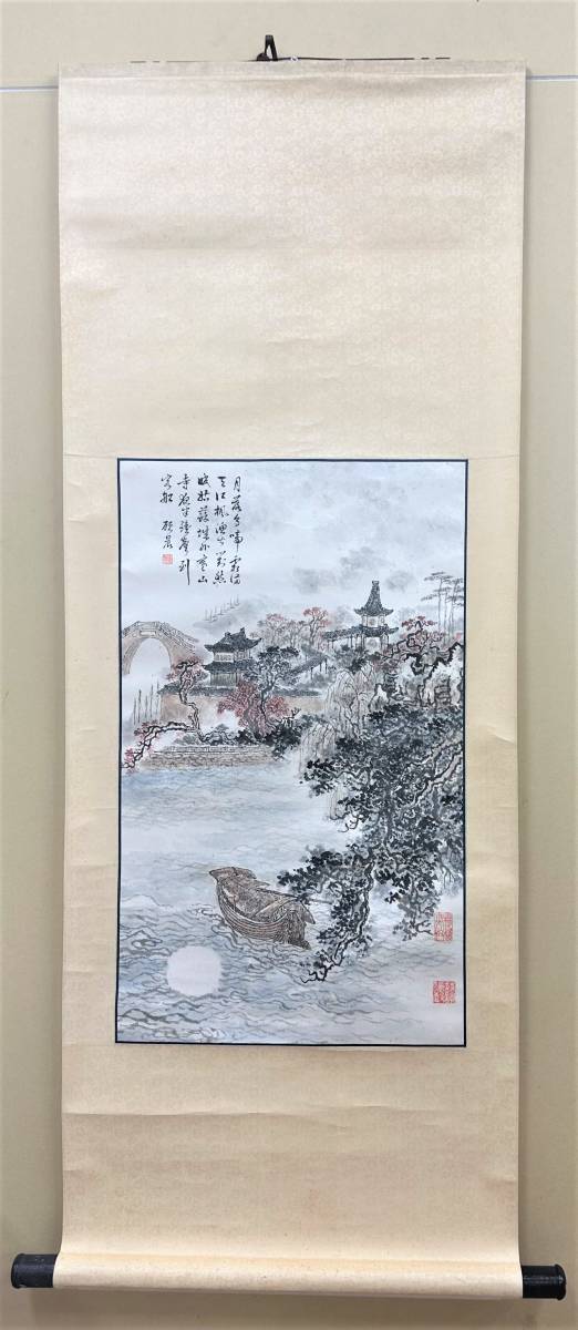 Yahoo!オークション - C155『模写』顧 潤【寒山寺図】水墨画 山水図 風...