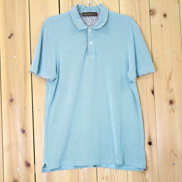 Yahoo!オークション - [PT10401] エトロ ポロシャツ 半袖 ブルー系 XL ...