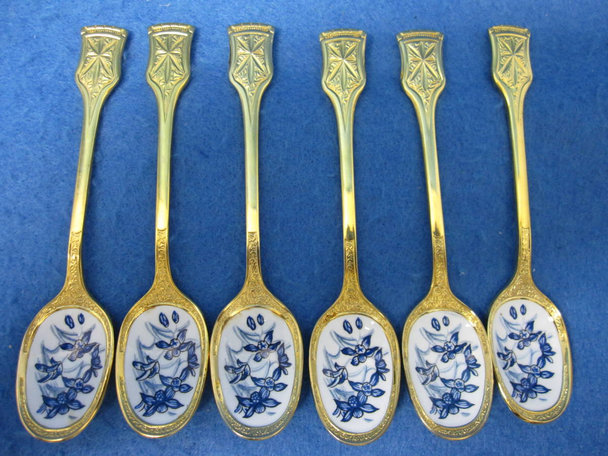 15436 LINDEN BRITE リンデンブライト 七宝焼 17点 スプーン フォーク セット ゴールド シルバー 銀食器 アンティーク(カトラリー)｜売買されたオークション情報 ...