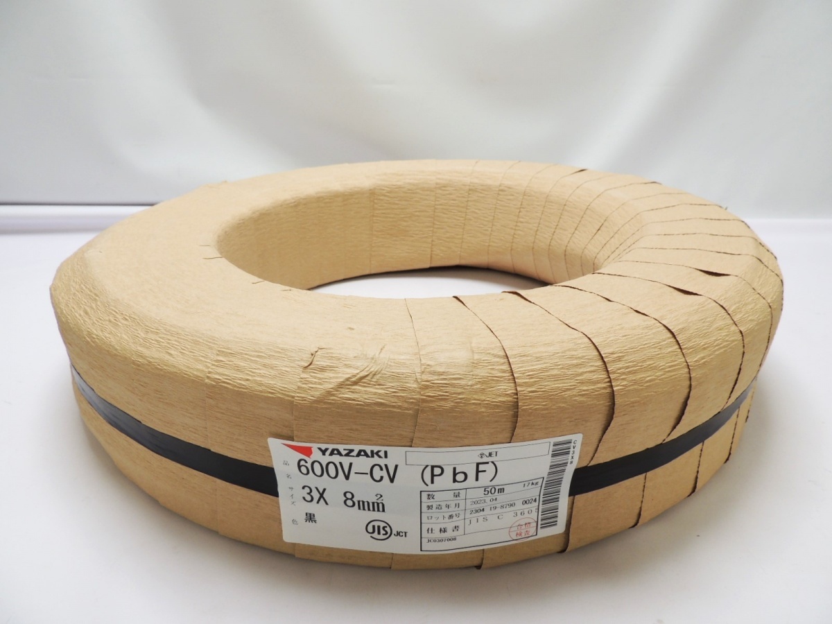 Yahoo!オークション - 未使用 YAZAKI ヤザキ 600V-CV (PbF) 3×8mm2 50...