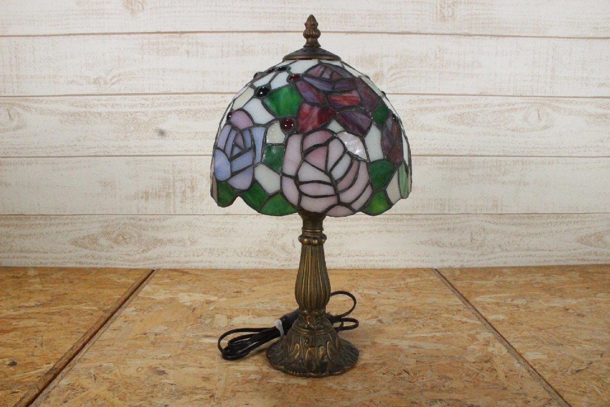 Yahoo!オークション - E-053【アンティーク 卓上ランプ】 花柄/バラ/