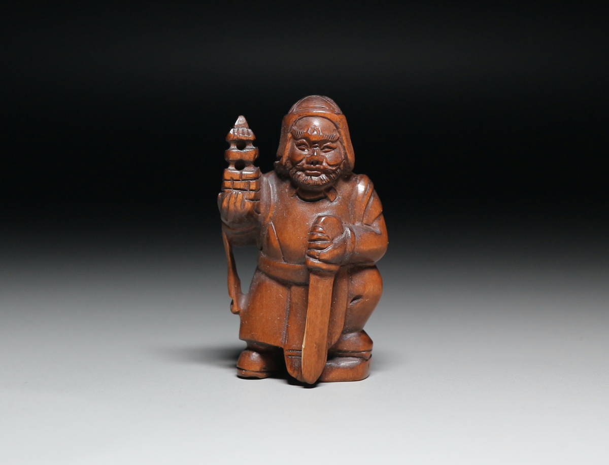 Yahoo!オークション - 吉丸 柘植根付D313【毘沙門・七福神】 黄楊木彫...