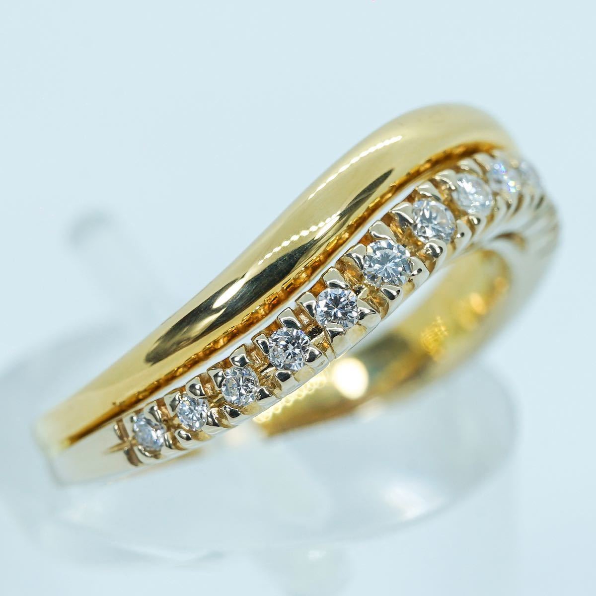 Yahoo!オークション - 1円スタ 良デザイン ダイヤリング 【D0.18ct】K...