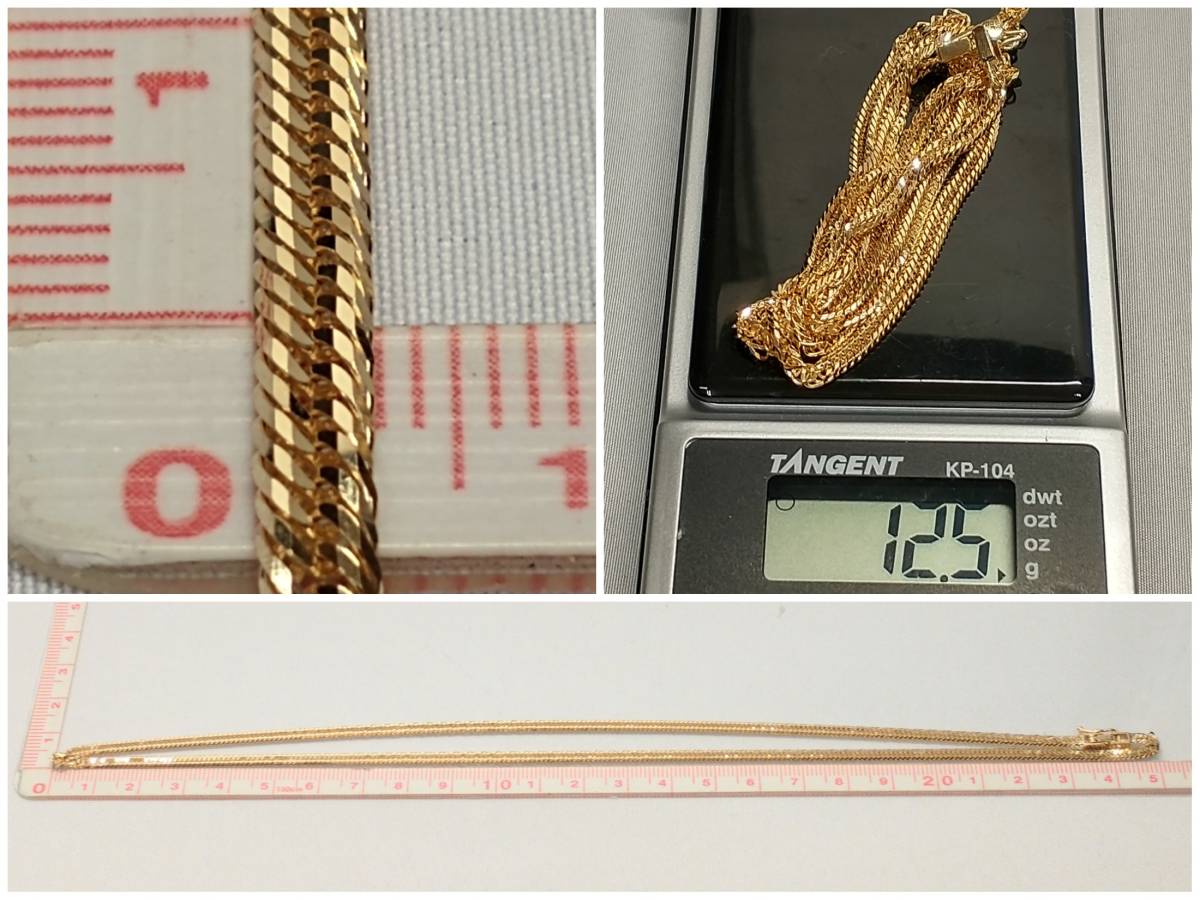 K18 12面トリプル喜平 ネックレス 50cm 12.5g 幅0.3cm 中折れクラスプ(ゴールド)｜売買されたオークション情報、yahooの商品情報をアーカイブ公開 - オークファン ...