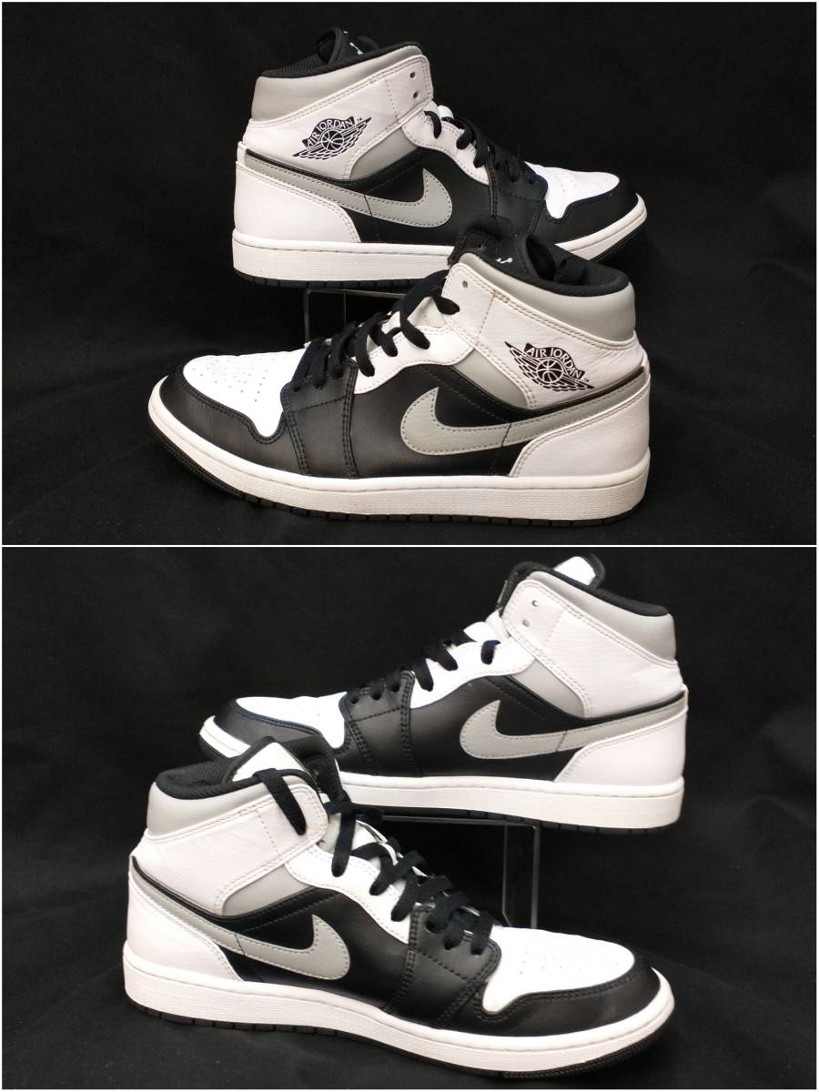 箱 黒タグ付 NIKE AIR JORDAN 1 MID WHITE SHADOW AJ1 ジョーダン ホワイト シャドー シャドウ 26.5cm 白 灰 554724-073 店舗受取可 ...