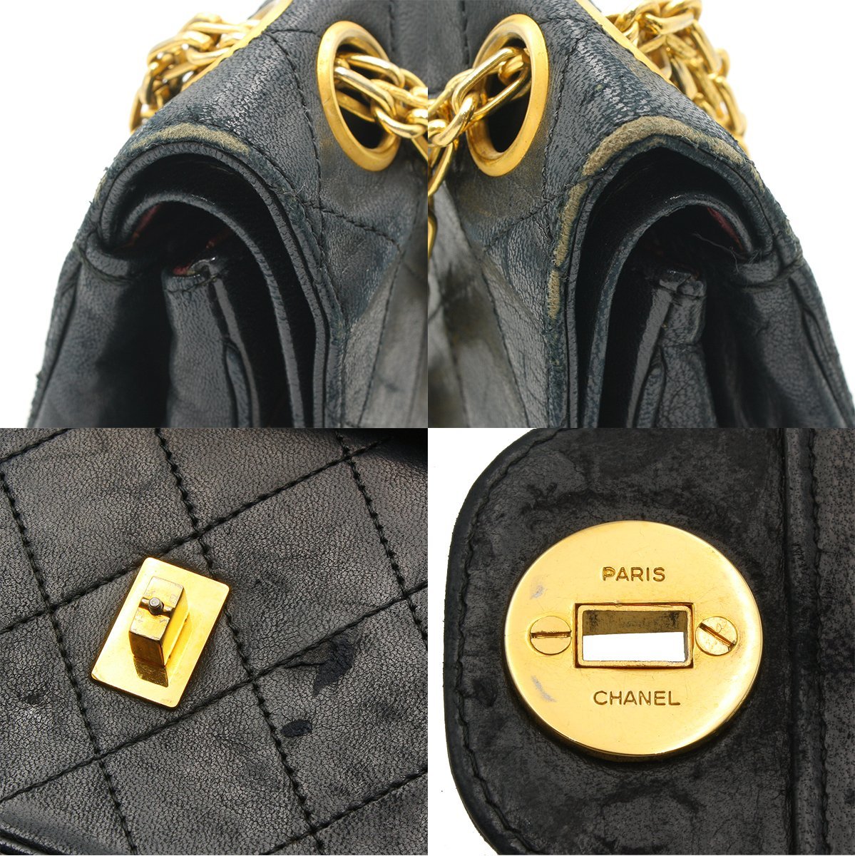 Yahoo!オークション - A2239 シャネル マトラッセ ラムスキン ダブル...