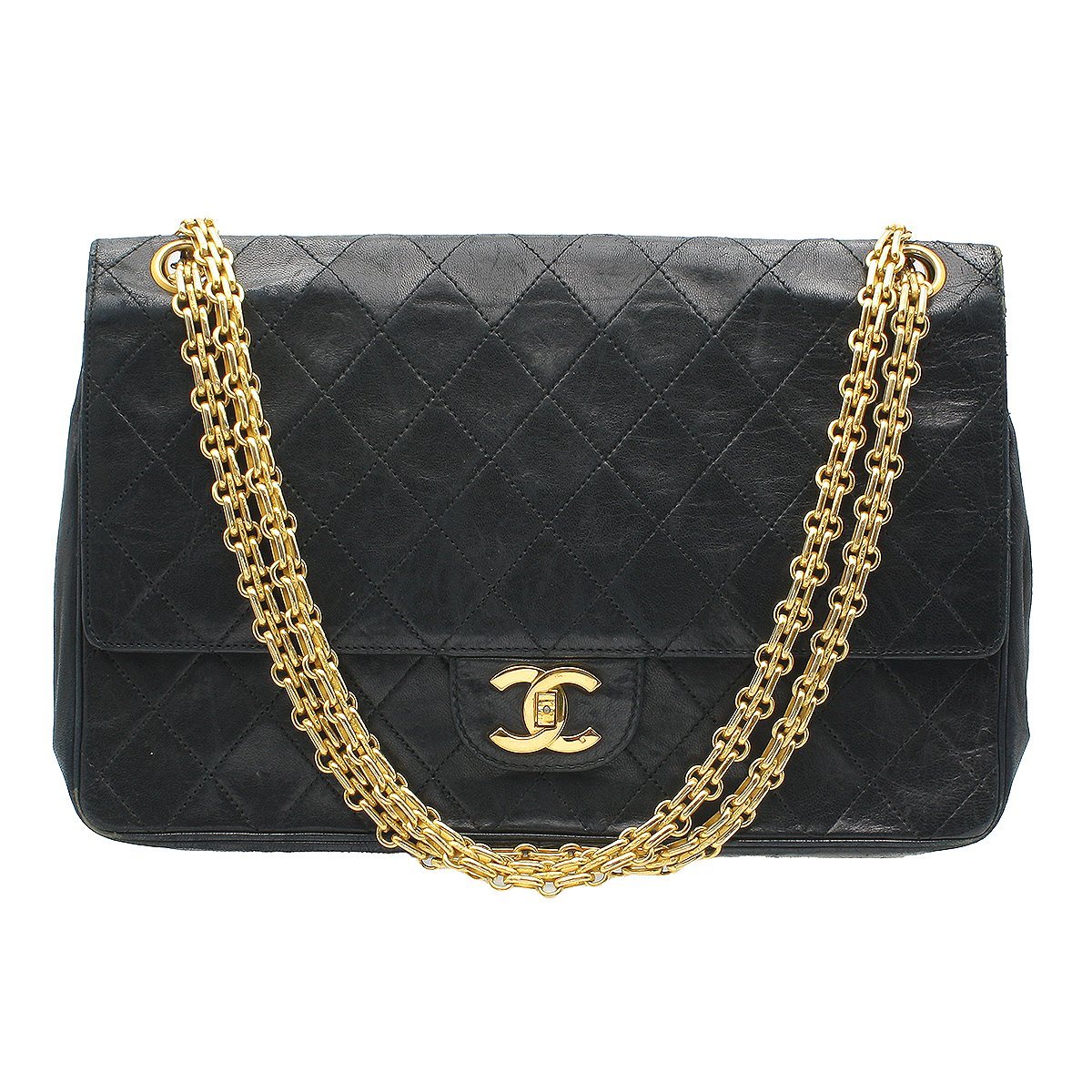 Yahoo!オークション - A2239 シャネル マトラッセ ラムスキン ダブル...