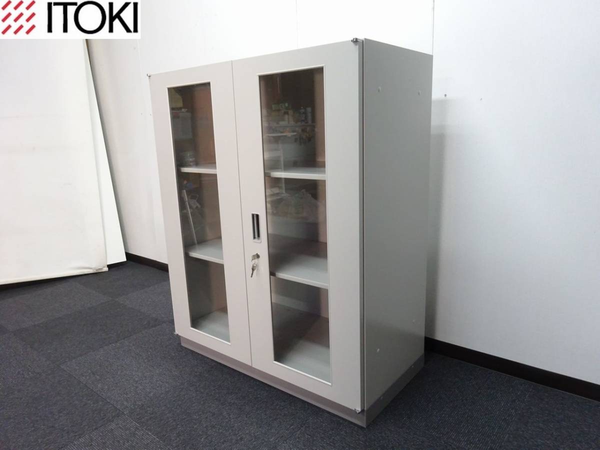 Yahoo!オークション - 未使用 イトーキ シンラインキャビネット ガラ...