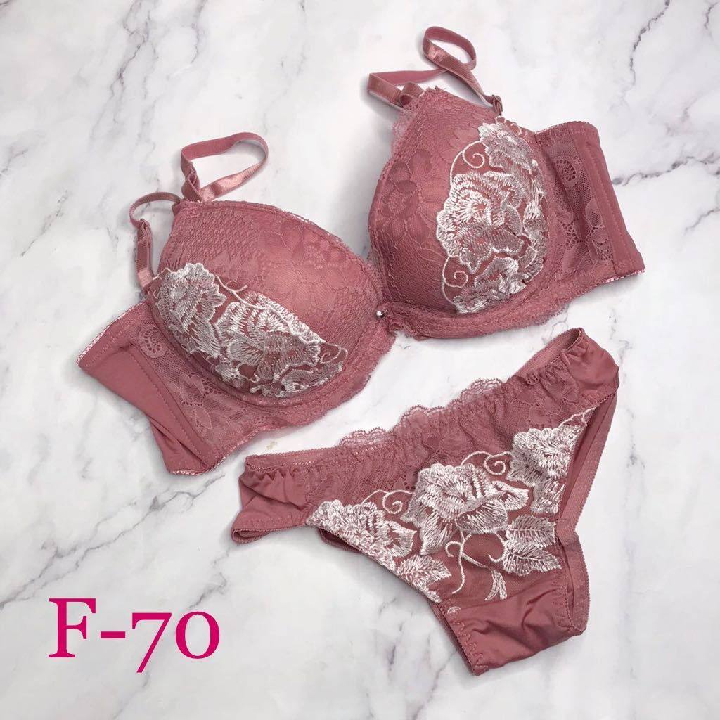 Yahoo!オークション - F70ブラショーツセット 可愛いピンク花柄レース ...