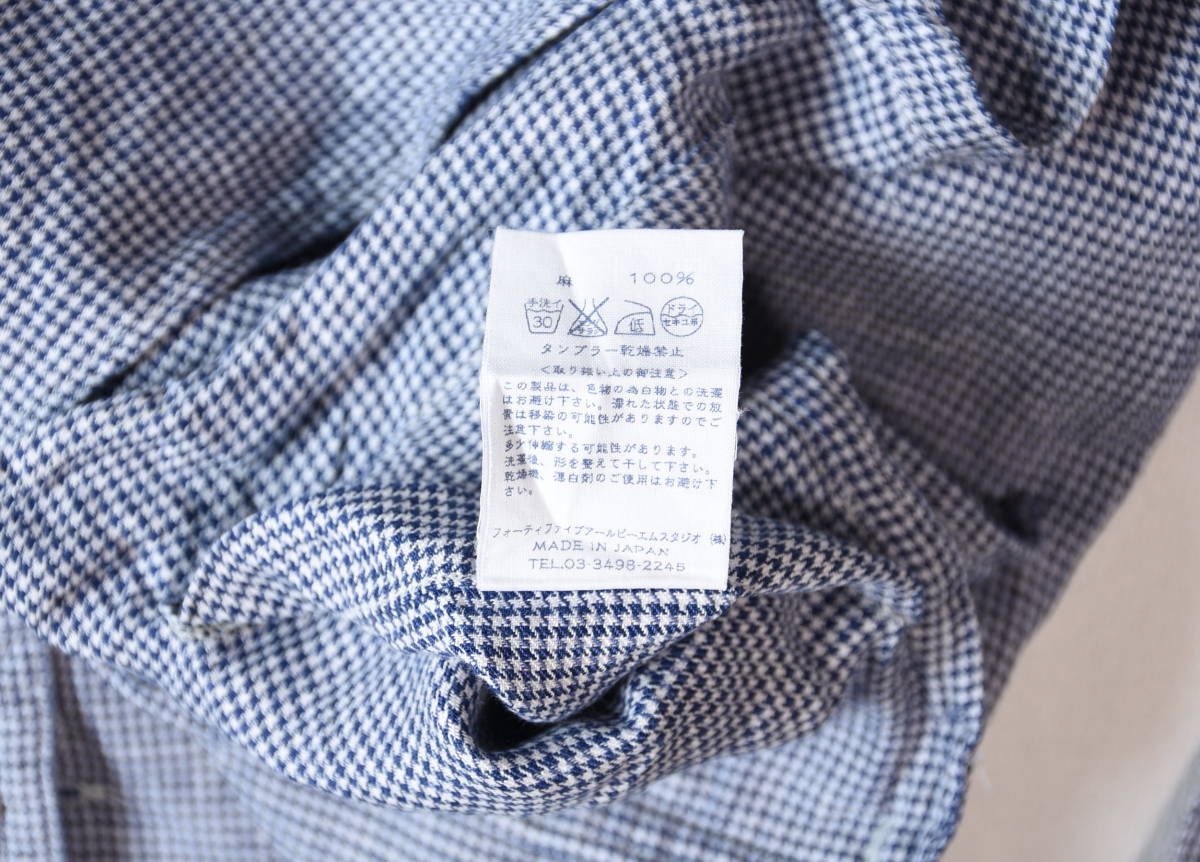 Yahoo!オークション - UMII908 / 45rpm 千鳥格子柄・リネン麻100% サマ...