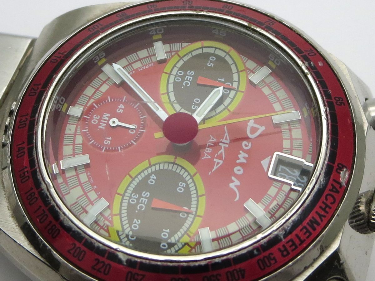 代購代標第一品牌－樂淘letao－1000円スタート 腕時計 SEIKO セイコー ALBA アルバ AKA アカ DOMON ドモン V657-6060 クオーツ QZ ツノクロノ レッド ...