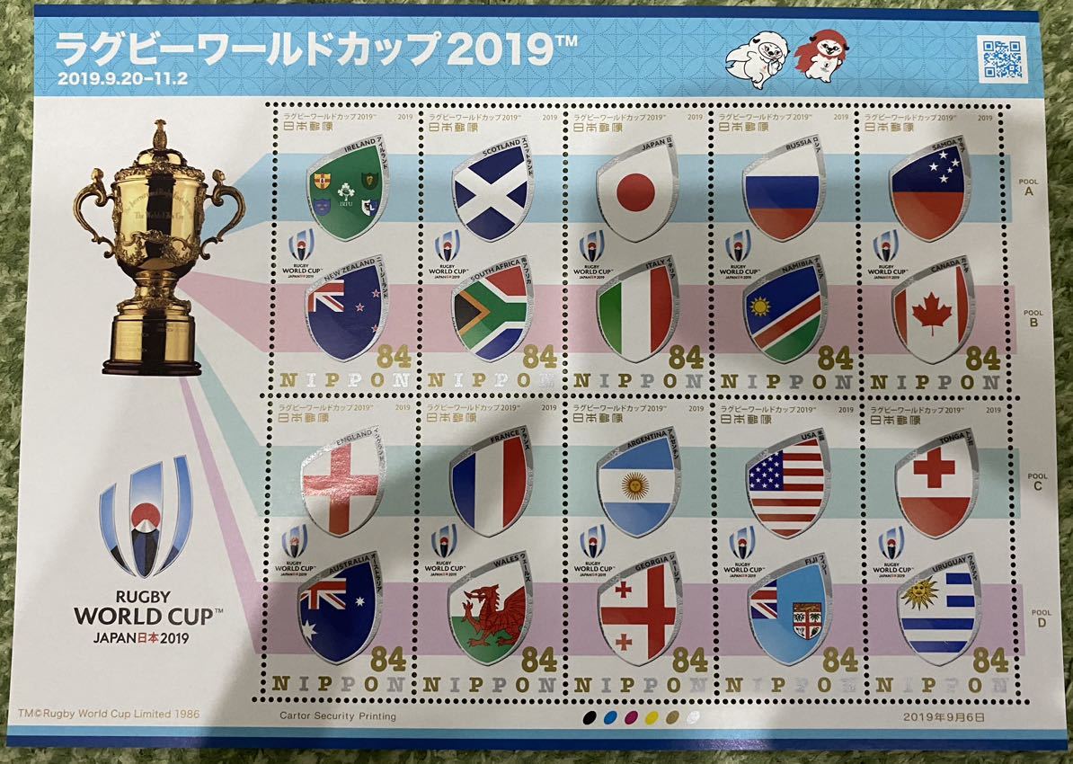 代購代標第一品牌－樂淘letao－記念切手 シート ラグビーワールドカップ2019 リーフレット(解説書)付 84円×10枚 2019.9.6