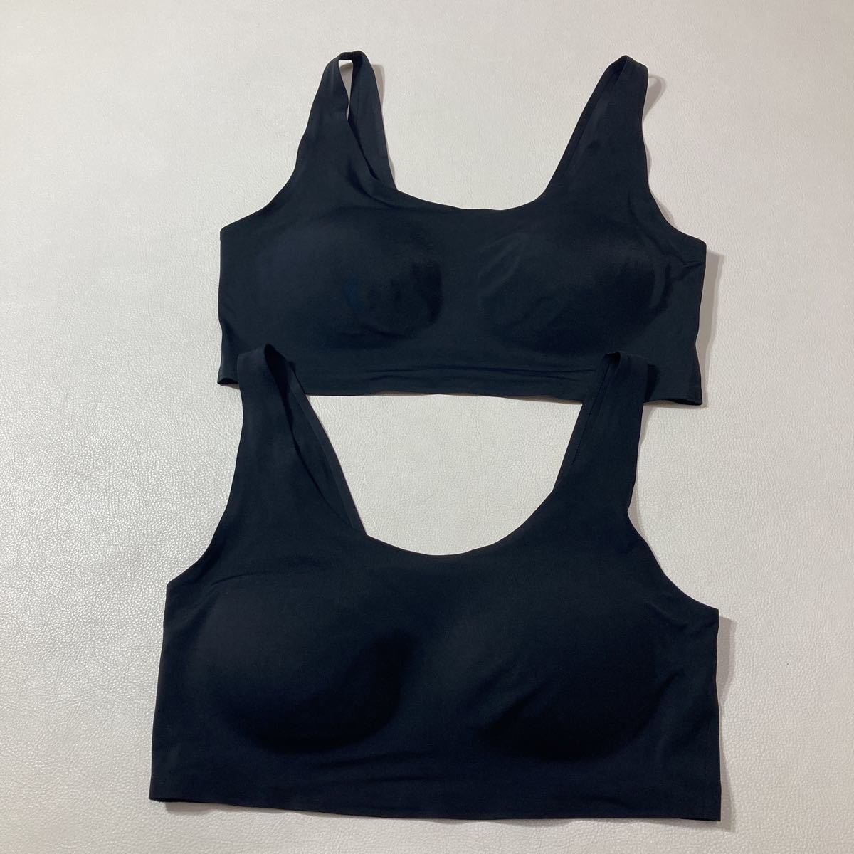 代購代標第一品牌－樂淘letao－248 ユニクロ UNIQLO AIRism エアリズム ワイヤレスブラ 2枚セット サイズL リラックス スポーツブラ ヨガ フィットネス ブラック 30619K