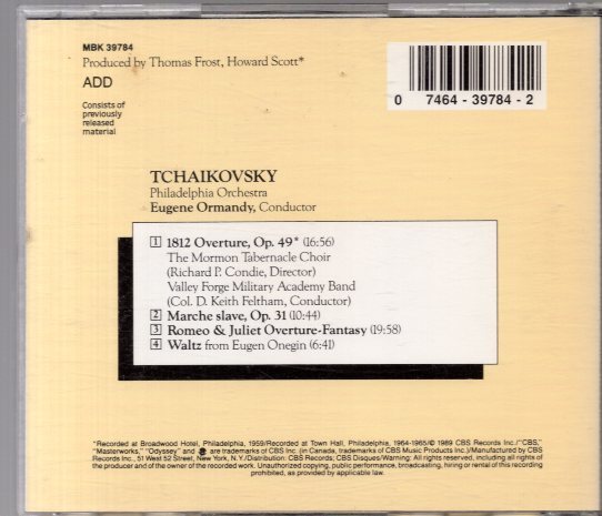 Yahoo!オークション - OL950 TCHAIKOVSKY / 1812 OVERTURE / ORMANDY