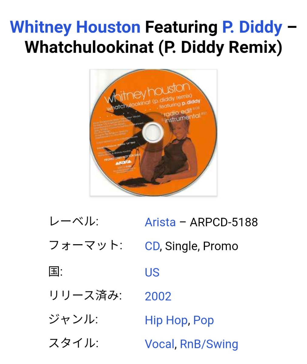 Whitney Houston Featuring P Diddy Whatchulookinat P Diddy Remix