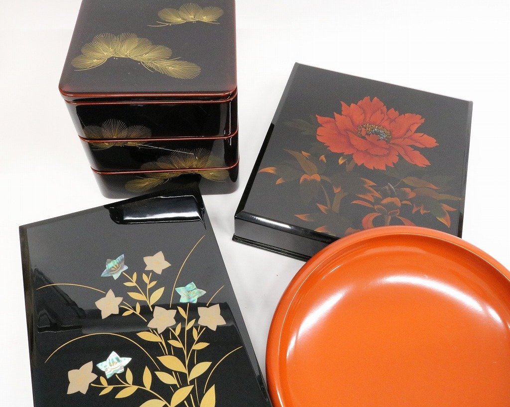 Yahoo!オークション - 1円～ おたからや L042 漆雑貨4点おまとめ 三段...