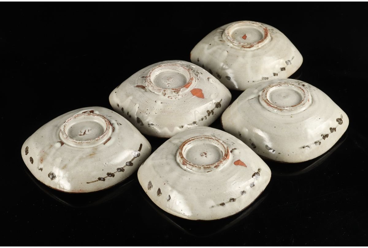 代購代標第一品牌－樂淘letao－[URA]虎渓山/水月窯/山水風景図角向付5客/4-6-147 (検索)骨董/志野/美濃焼/小鉢/小皿/膾皿/銘々皿/向付