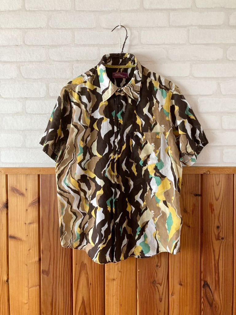 Yahoo!オークション - 291295=Homme メンズ 半袖 シャツ 古着 総柄 Mサ...