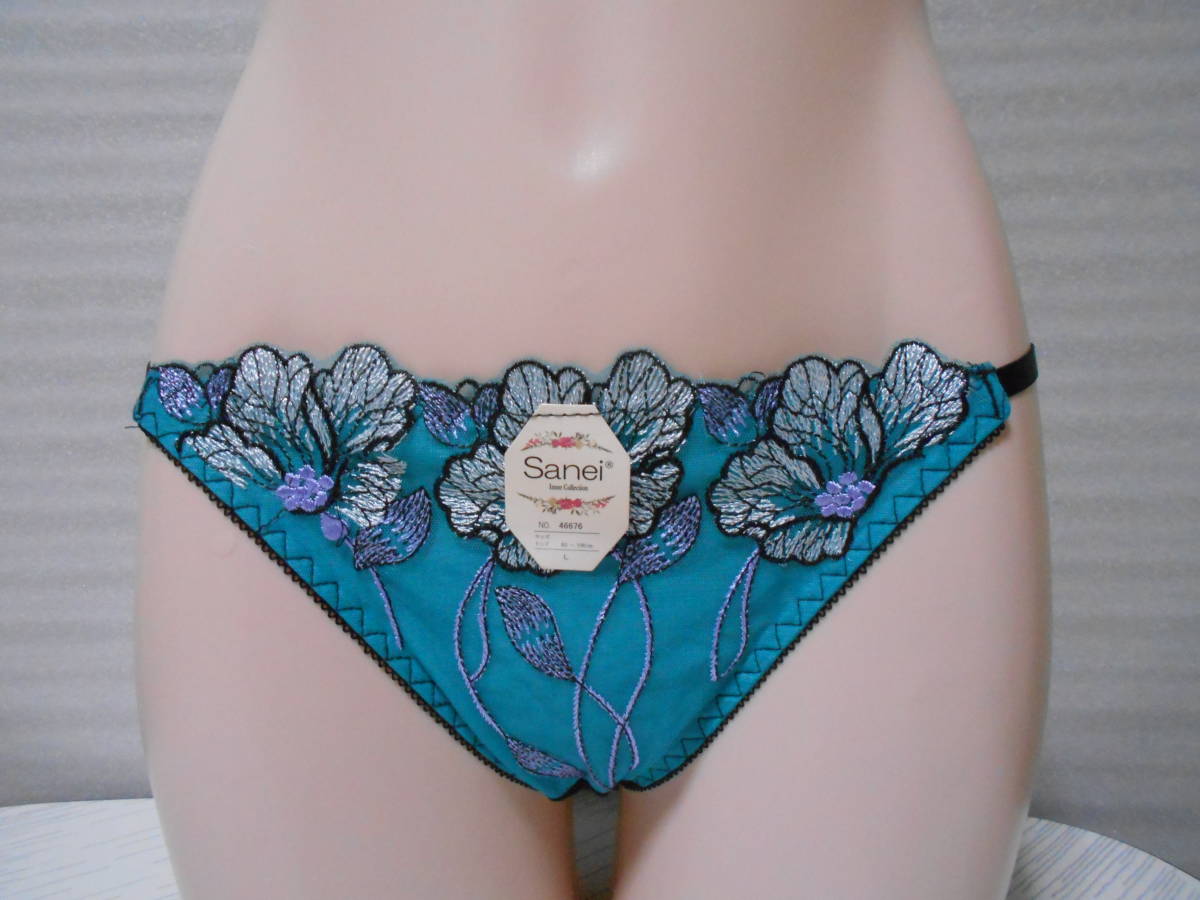 Yahoo!オークション - 10)Sanei_光沢花刺繍_ゴムストリング_極薄ツルビ...