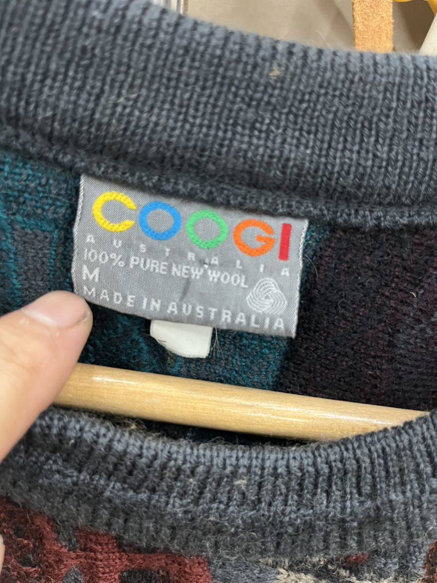 代購代標第一品牌－樂淘letao－COOGI クージー 長袖ニット Mサイズ マルチカラー/PURE NEW WOOL 100％ メンズ 3D 総柄 クルーネック トップス セーター
