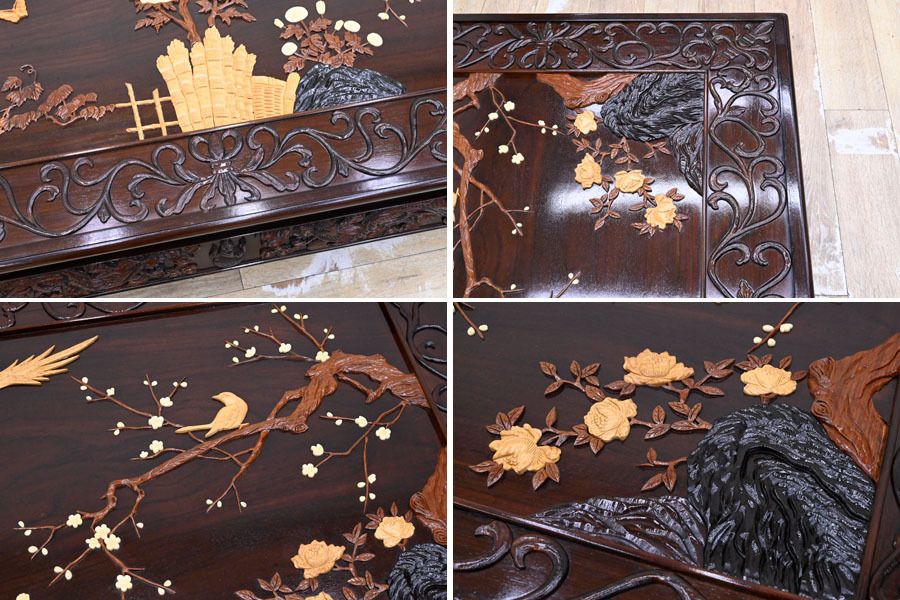 Yahoo!オークション - EF34 美品 最高級 6尺 唐木 総無垢 天然木 彫刻 ...