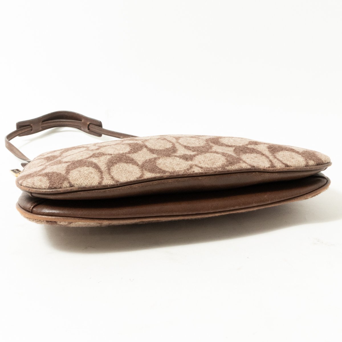 Coach コーチ E1k 8307 ショルダーバッグ ダークブラウン こげ茶 ウール レザー 本革 シグネチャー レディース 手さげ 肩掛け