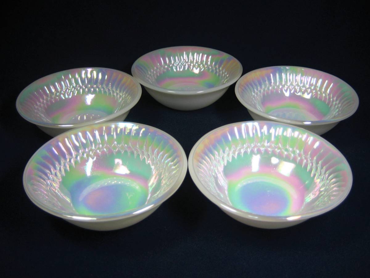 Yahoo!オークション - c69 フェデラル社 オーロラ ミルクガラス サラ...