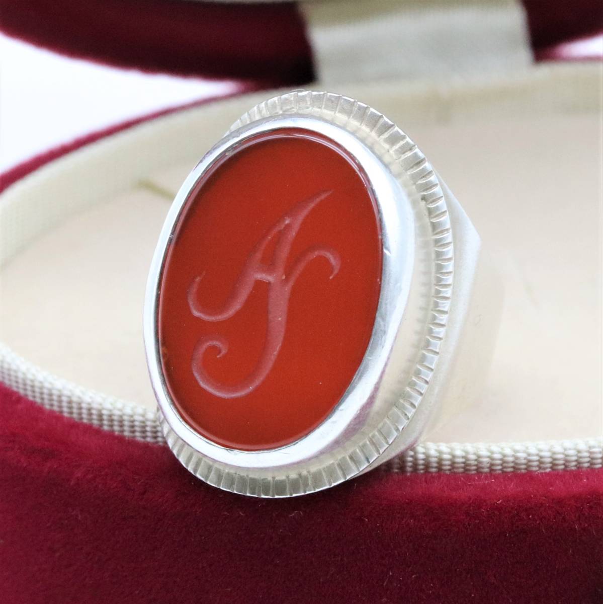 Yahoo!オークション - アガット メノウ シグネット シルバー リング ...