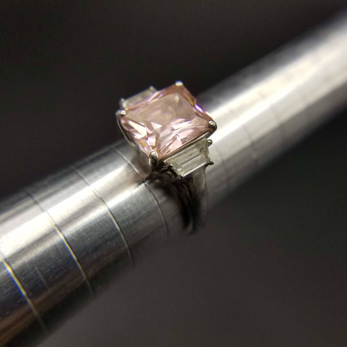 Yahoo!オークション - ピンクストーン スクエア ビンテージ リング シ...