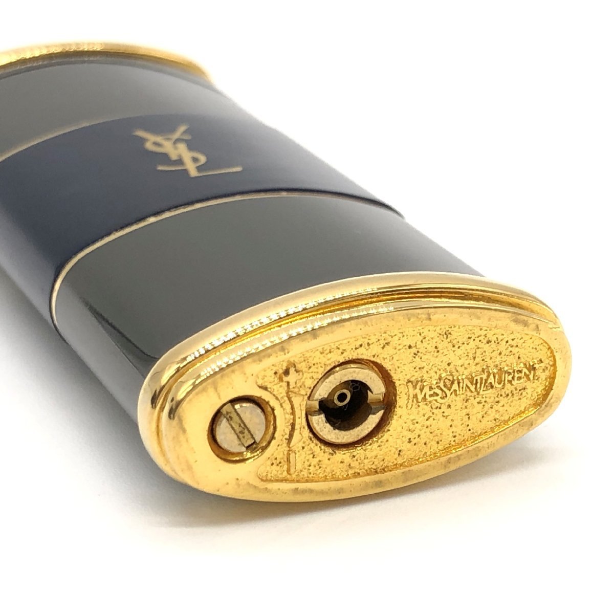 代購代標第一品牌－樂淘letao－YVES SAINT LAURENT イブサンローラン YSL ガスライター ノック式 メタリックグレー ゴールド ネイビー 箱付き 喫煙具