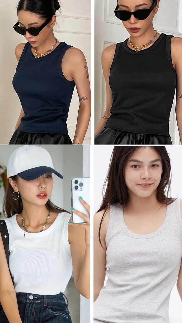 Yahoo!オークション - ユニクロ リブタンクトップ 後ろ深め M DAZY 無...