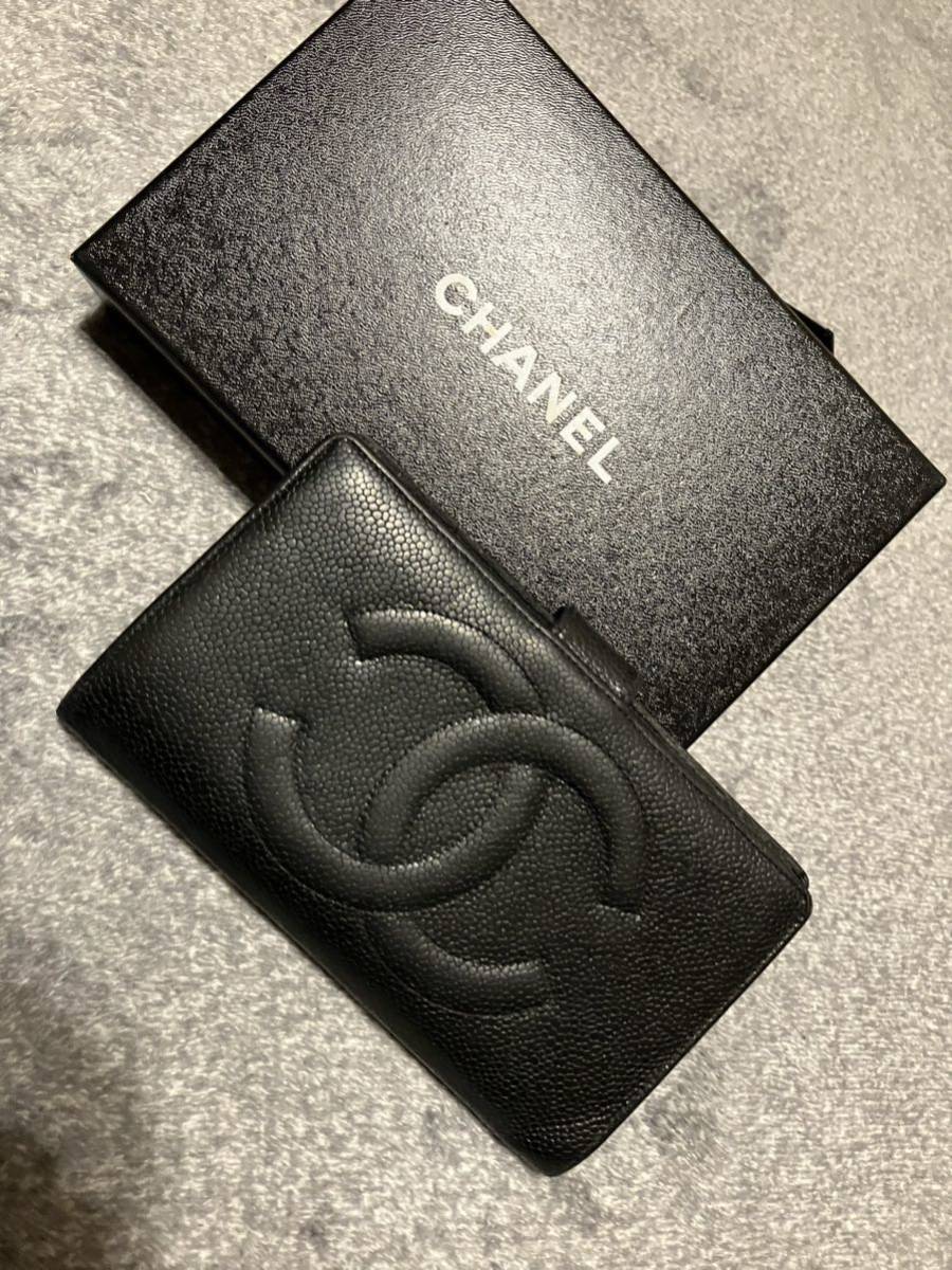 代購代標第一品牌－樂淘letao－CHANELシャネル キャビアスキン ココマーク 二つ折り がま口 財布 1円スタート