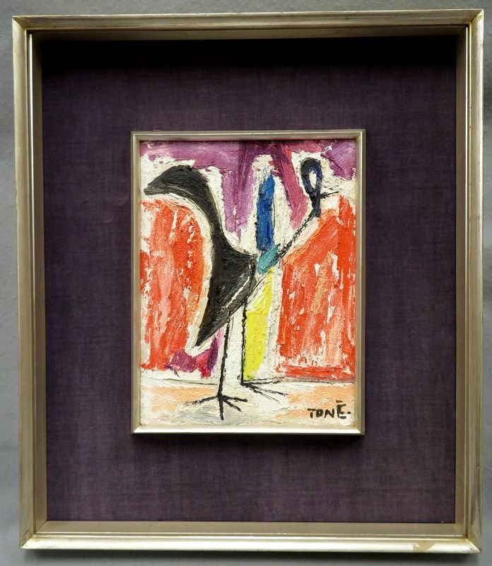 代購代標第一品牌－樂淘letao－ 油絵 利根山光人 『鳥』 サムホール 1962 【厚塗り 太陽の画家】