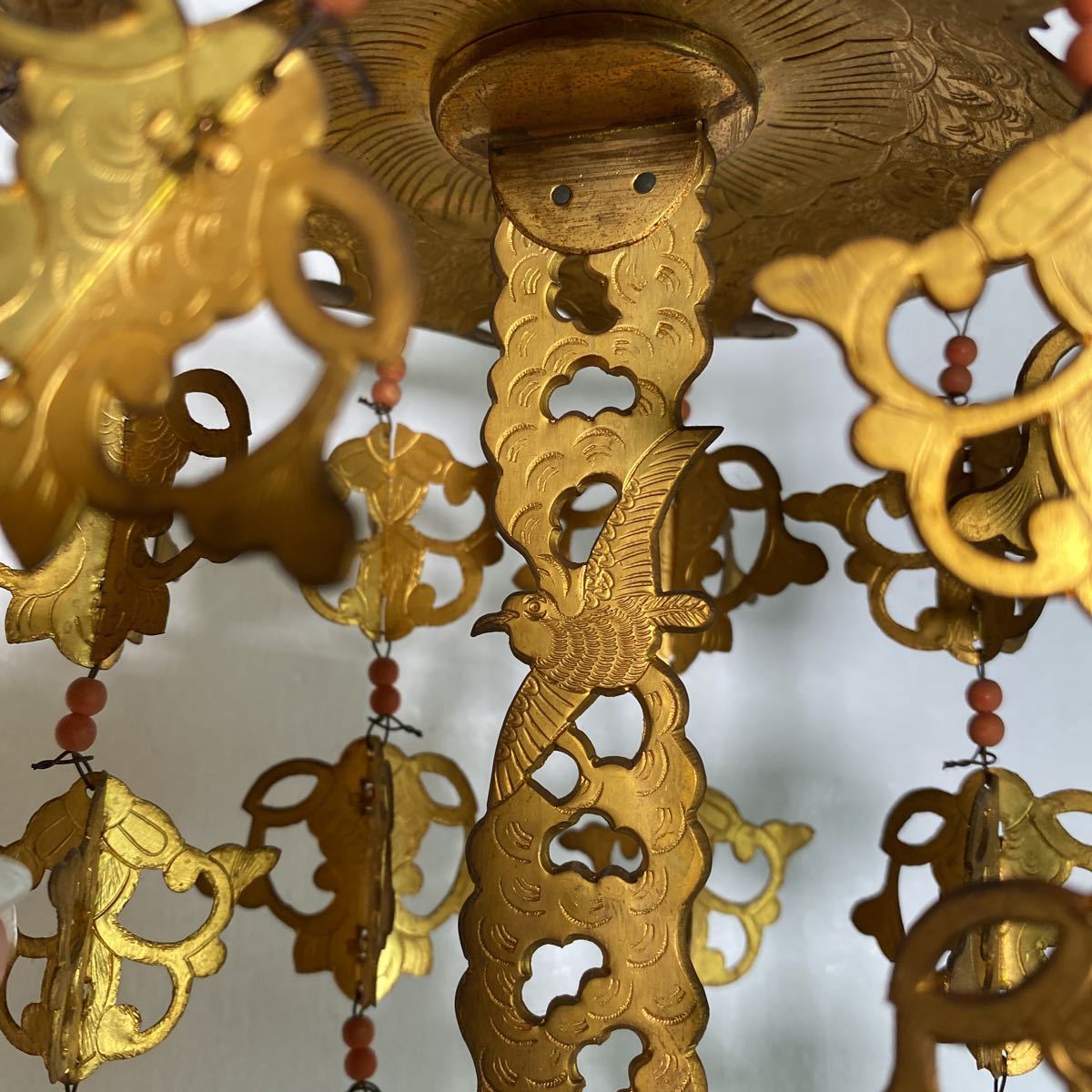 X13/ 時代 仏教美術 輪灯瓔珞 仏壇装飾 吊り物 赤玉 寺院仏具 真鍮製 ようらく 仏具 法事 一対 約5.4kg(仏具一般)｜売買されたオークション情報、yahooの商品情報をアーカイブ ...