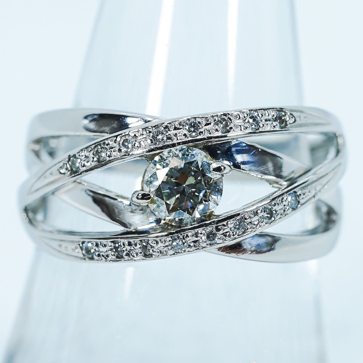 Yahoo!オークション - 1円スタ 【0.38ct&0.08ct】PT900 6.6g ♯12 プ...