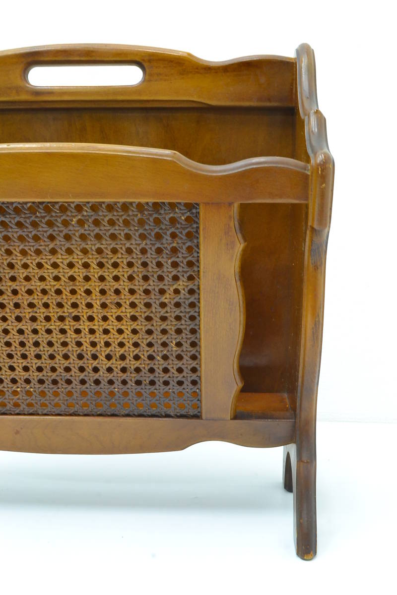 Yahoo!オークション - e356 (オールド)カリモク マガジンラック 雑誌立...