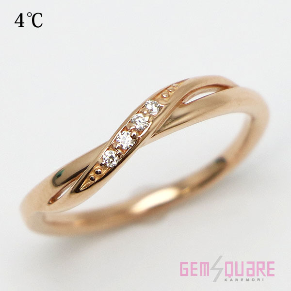 Yahoo!オークション - 4℃ K10PG ダイヤモンド リング 指輪 メレD4個 1...