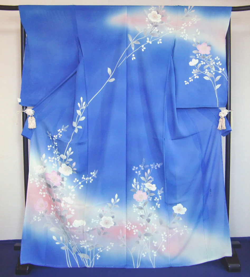 新品】京友禅の第一人者 初代 松井青々 作 手描き京友禅 絽訪問 新品】京友禅の第一人者 初代 松井青々 作 手描き京友禅 絽訪問