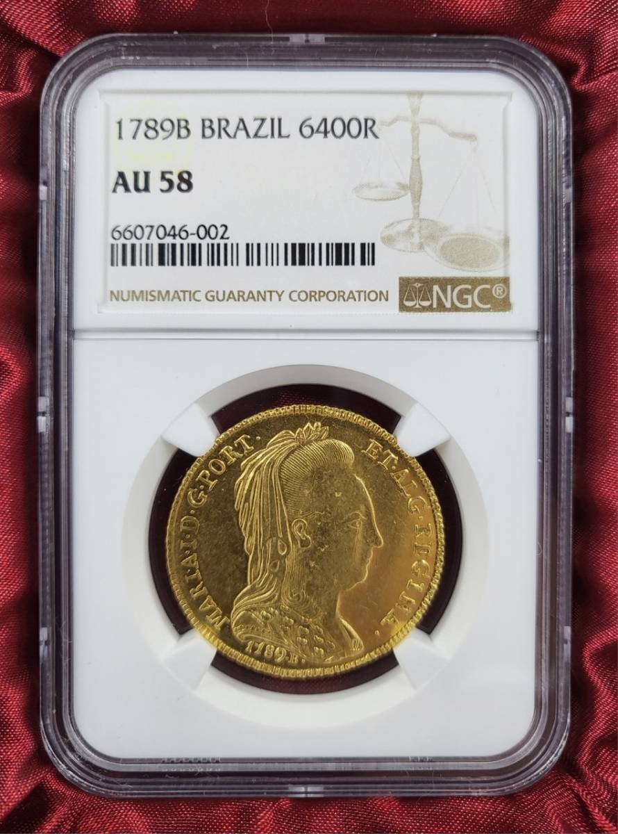 Yahoo!オークション - 【希少】NGC AU58 1789B ブラジル6400R 金貨